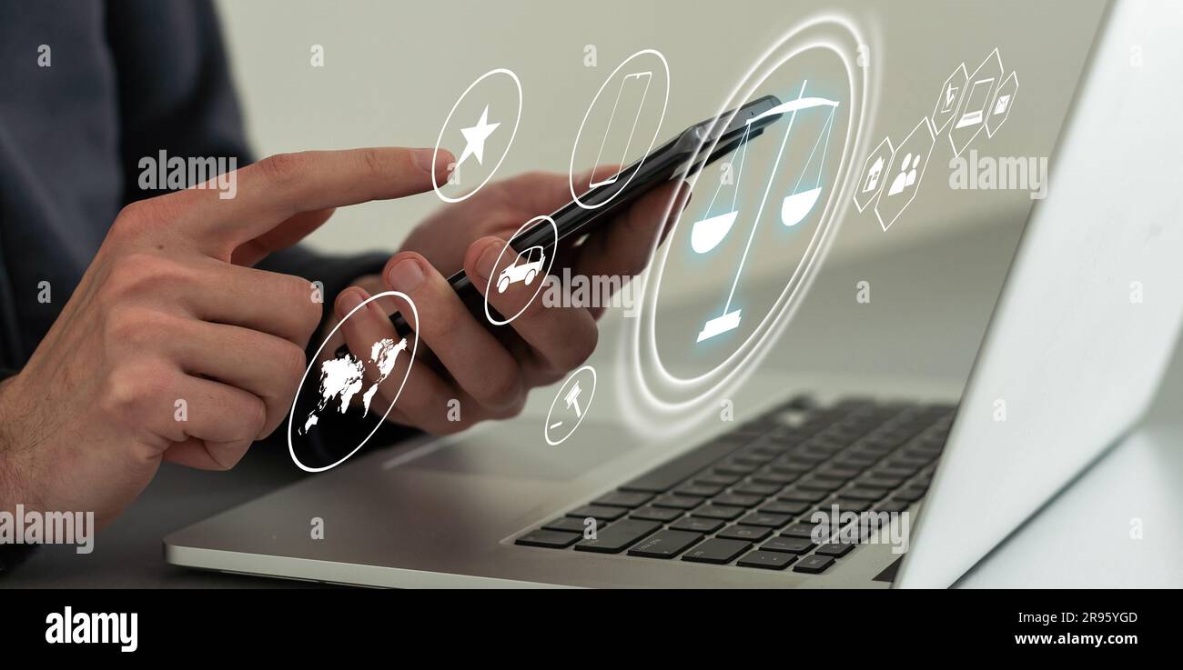 icon law legal justice. Law business and justice banner. Modern flat ...