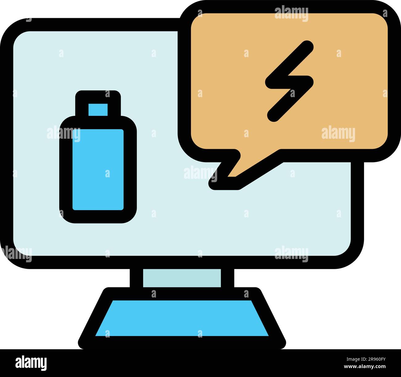 Battery computer icon. Outline Battery computer vector icon for web ...