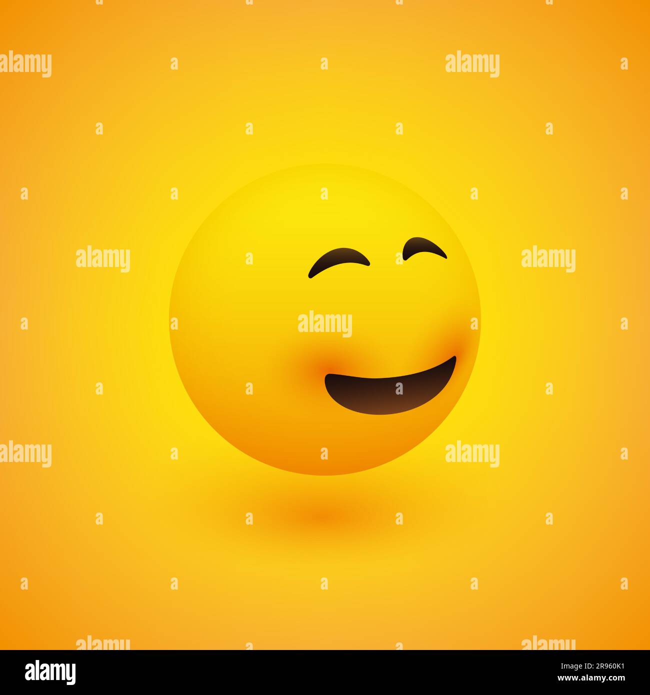 3D Smiling Face, View from Side - Emoticon on Yellow Background, Vector ...
