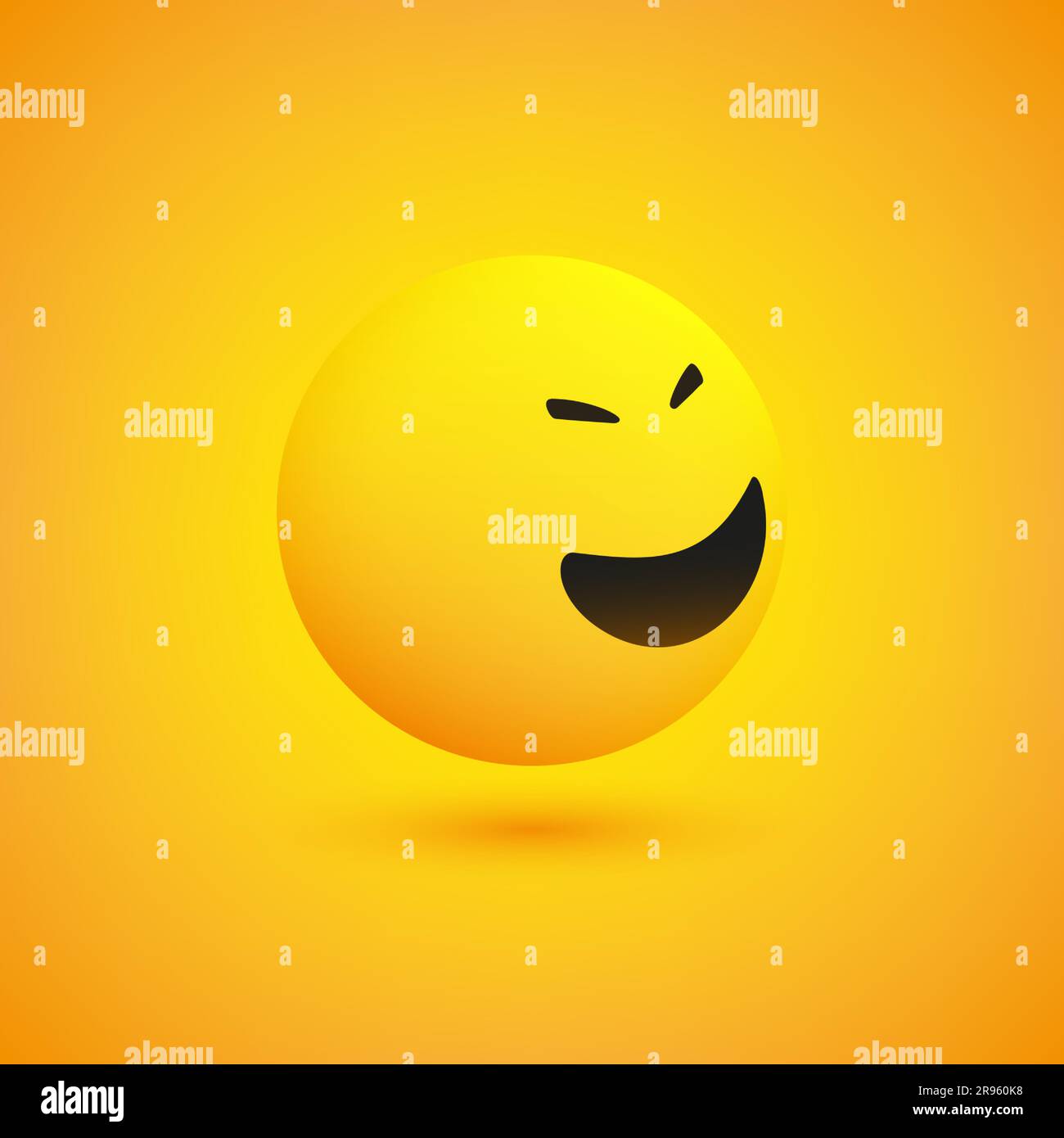 Laughing Simple Shiny Happy Emoticon on Yellow Background, View from ...
