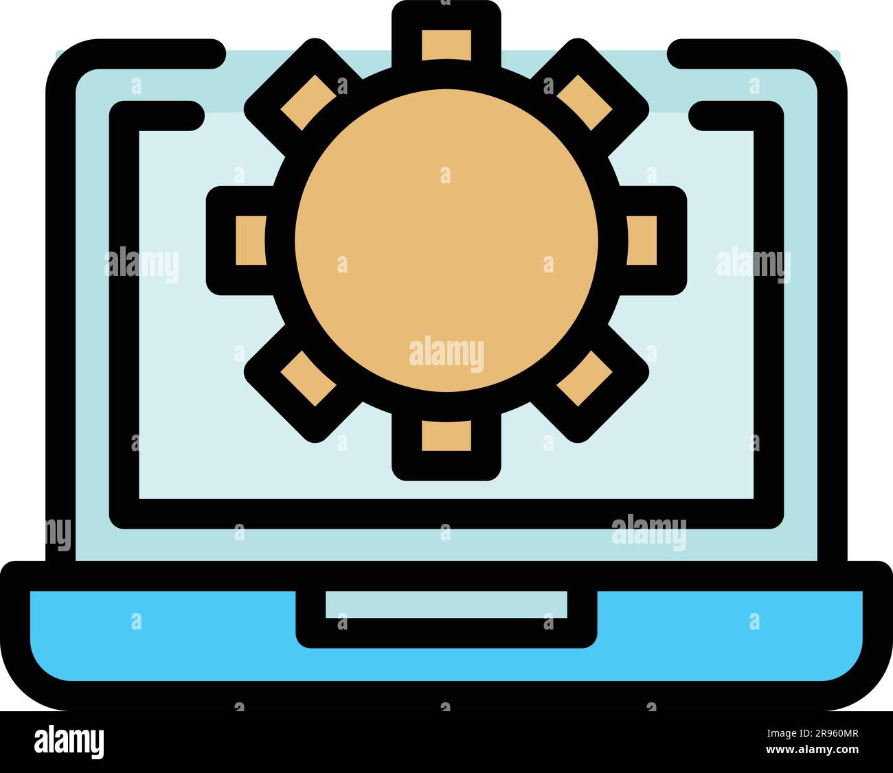 Gear laptop icon. Outline Gear laptop vector icon for web design ...