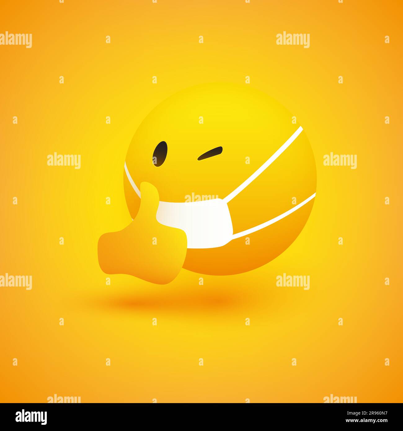 Emoji - Simple Emoticon with Winking Eye, Showing Thumbs Up and Wearing ...