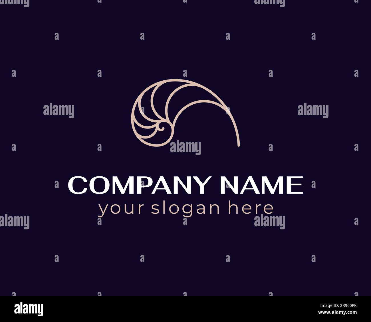 Shell logo. Modern seashell, naulilus. Elegant linear logo. Template to ...