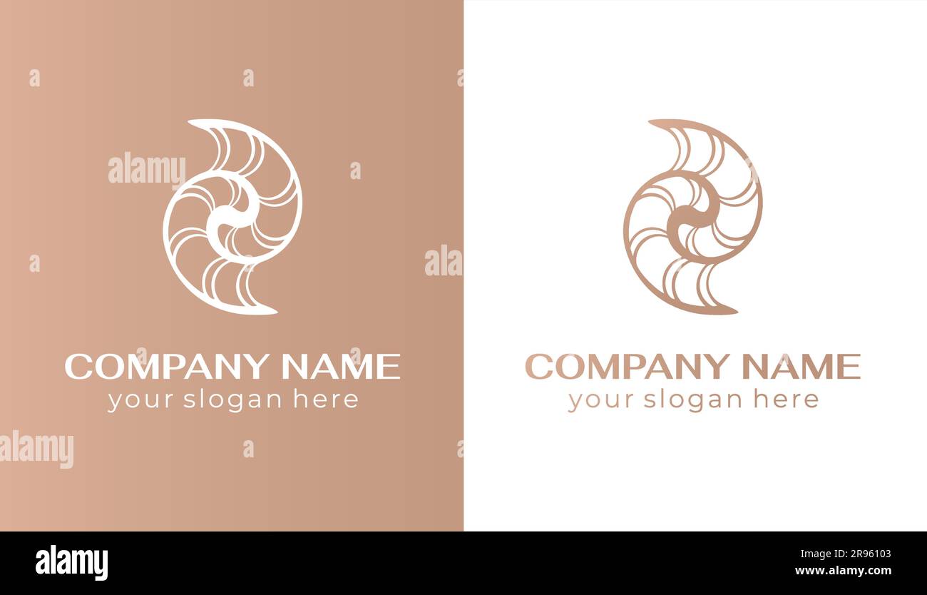 Shell logo. Modern seashell, naulilus. Elegant linear logo. Template to ...