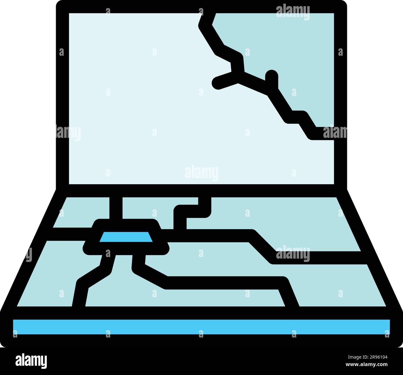 Destroyed computer icon. Outline Destroyed computer vector icon for web ...