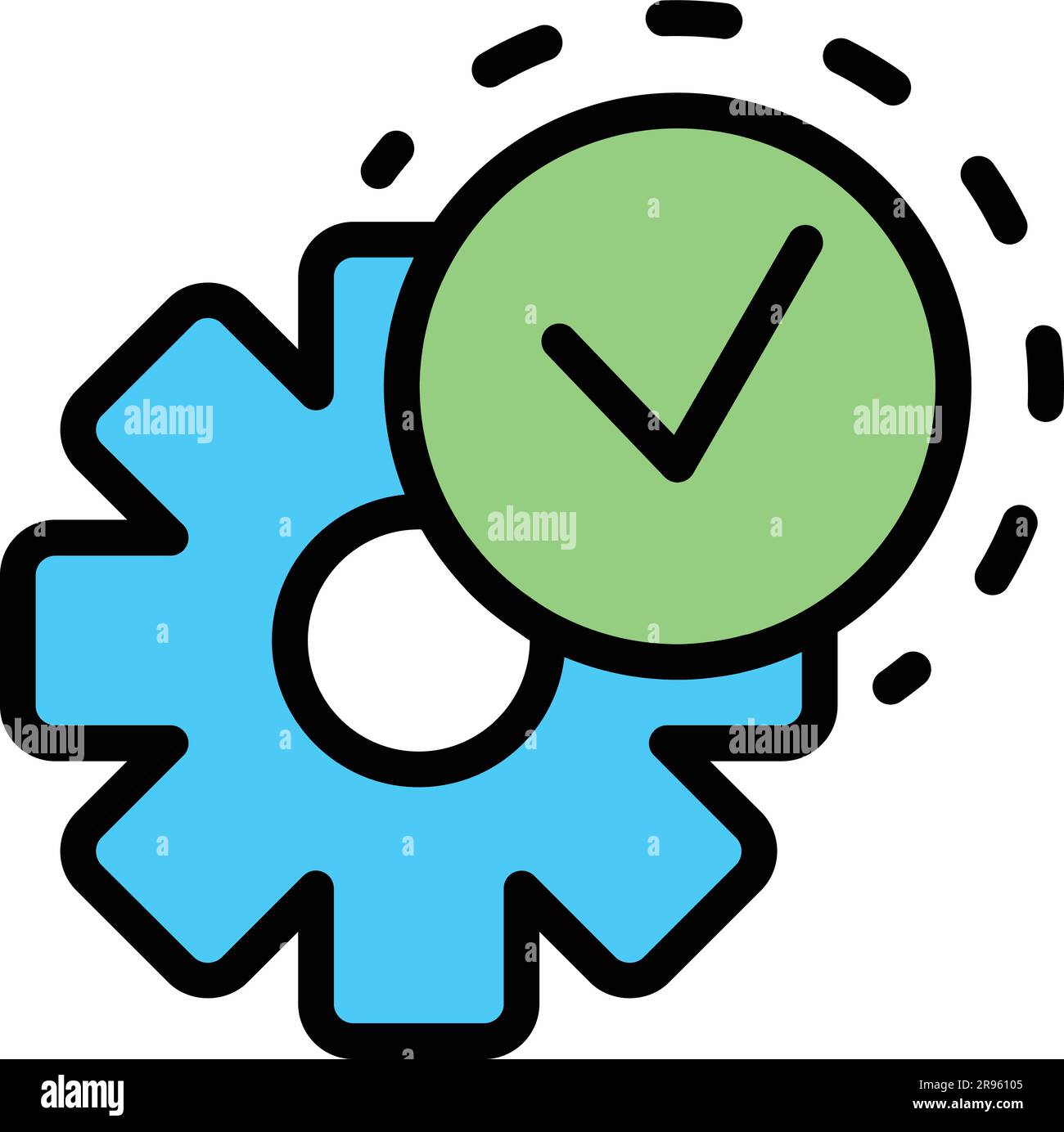 Done gear computer icon. Outline Done gear computer vector icon for web ...
