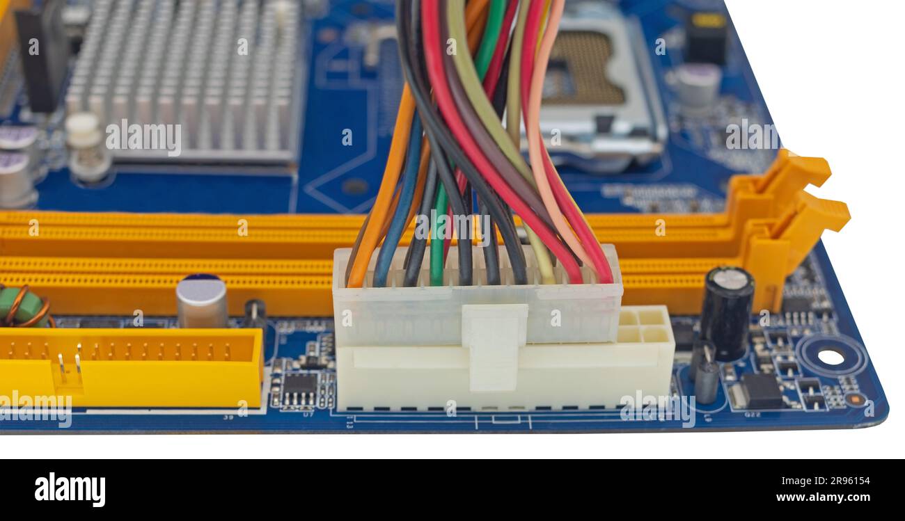 24-pin connector with a cable connected to the motherboard Stock Photo ...