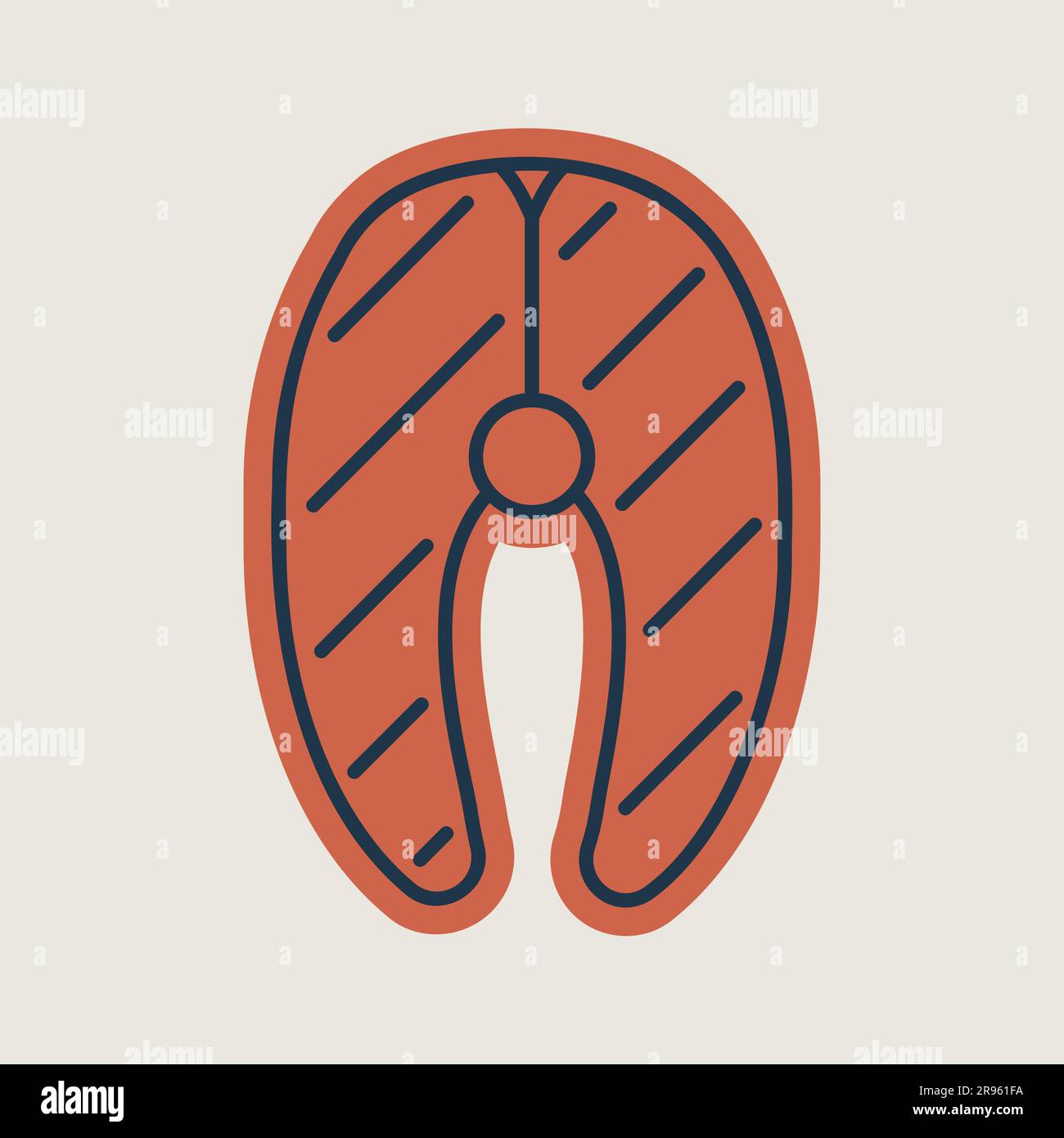 Salmon meat vector icon. Barbecue and bbq grill sign. Graph symbol for ...