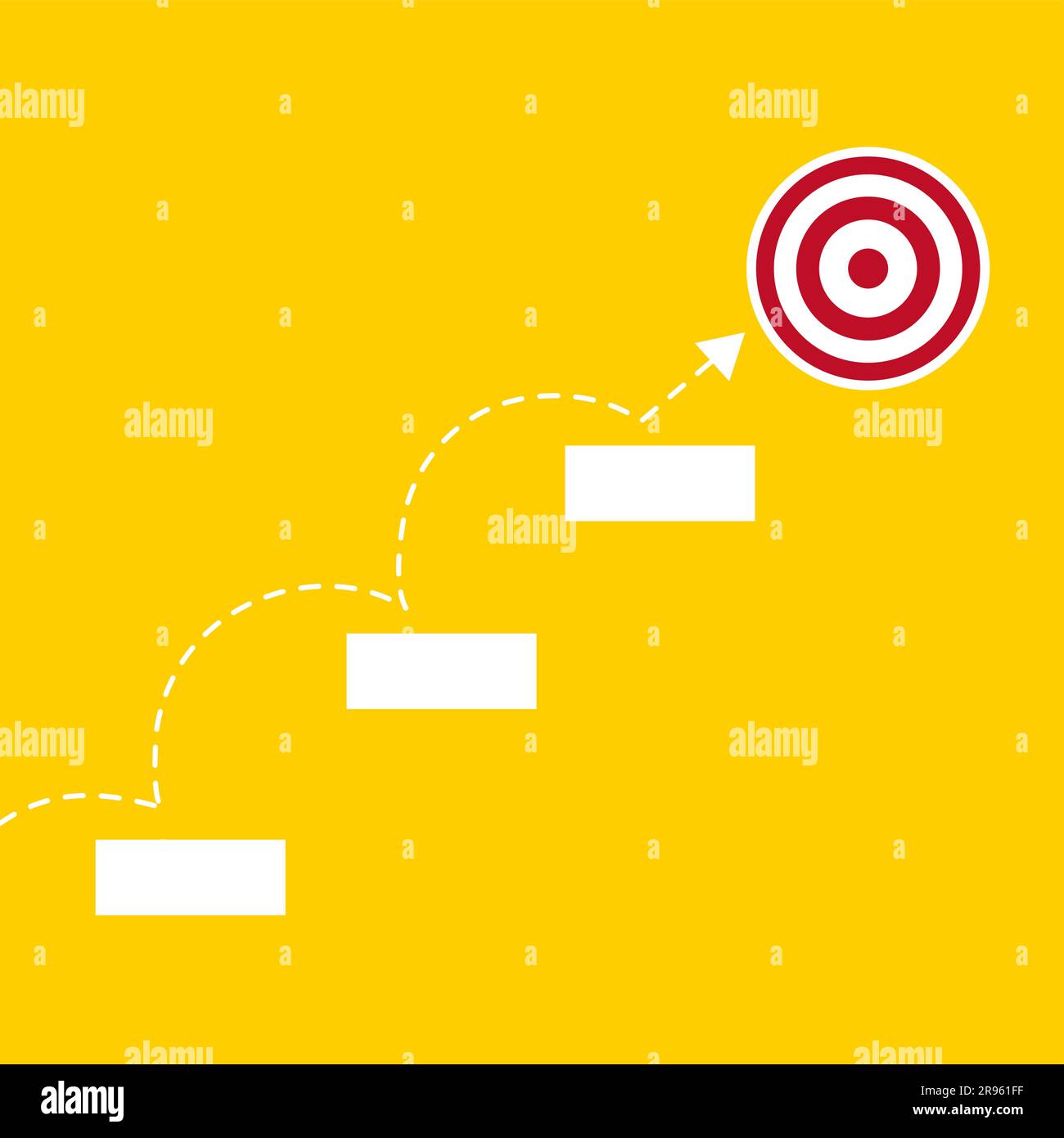 White Ladders and Red Bull's Eye Targets on Yellow Wall, success ...