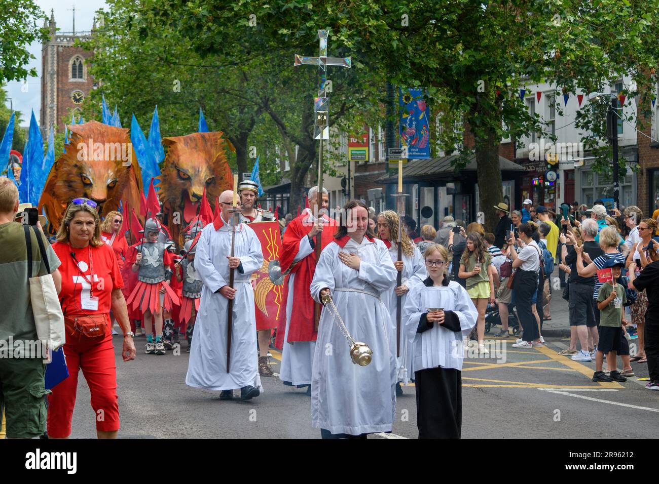 St Albans, UK, 24th June 2023, Alban Pilgrimage, a magnificent ...