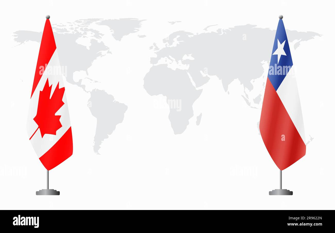Canada and Chile flags for official meeting against background of world ...
