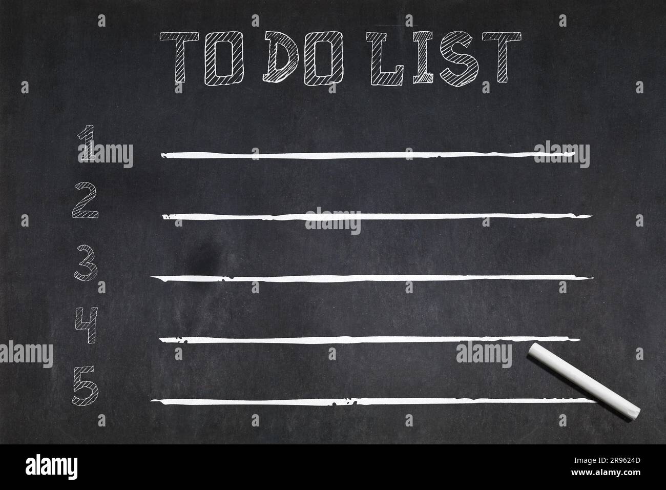 To do list written on a blackboard with 5 numbers to choose from ...