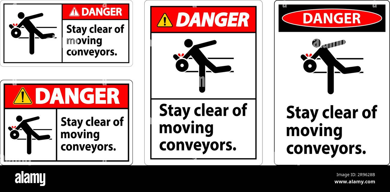 Danger Sign Moving Conveyors Stay Clear Stock Vector Image & Art - Alamy