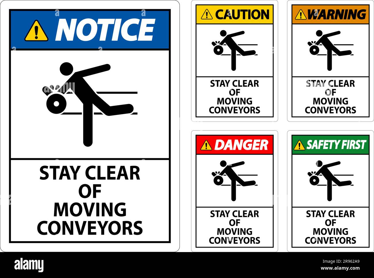 Warning Sign Moving Conveyors Stay Clear Stock Vector Image & Art - Alamy
