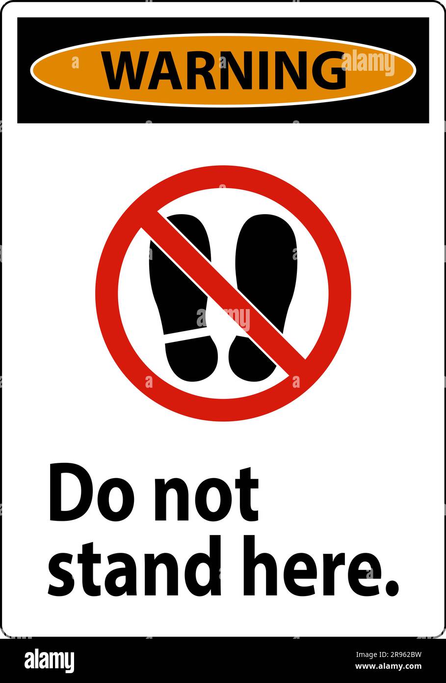 Warning Sign Do Not Stand Here On White Background Stock Vector Image ...