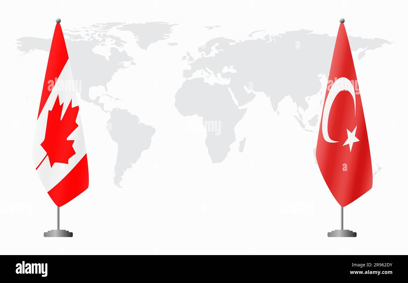 Canada and Turkey flags for official meeting against background of ...