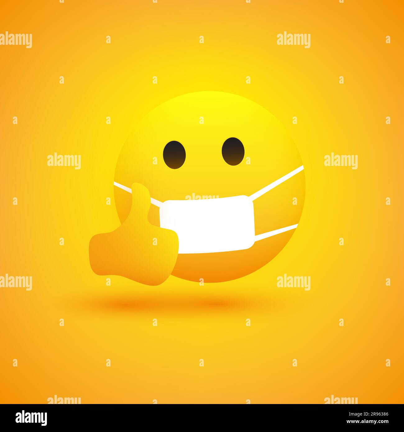 Emoji - Simple Serious Looking Emoticon Showing Thumbs Up and Wearing ...