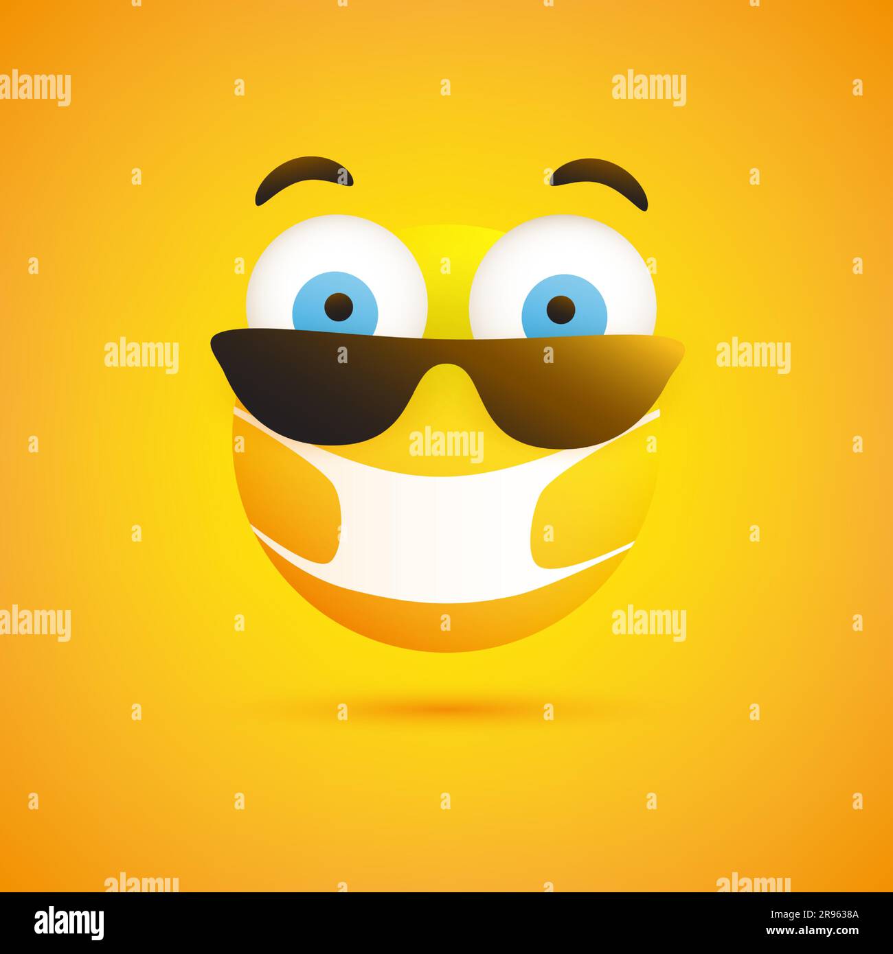 Surprised Emoticon with Pop Out Eyes, Sunglasses and Medical Mask on ...