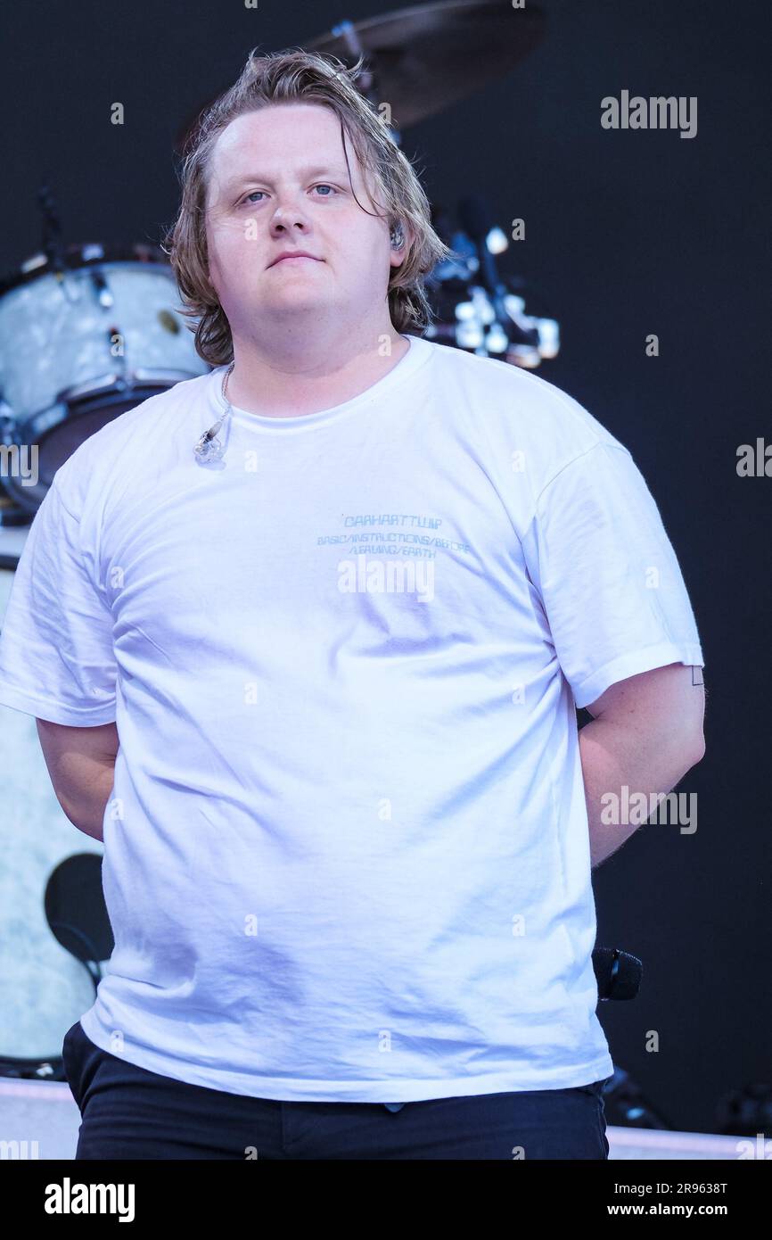 Glastonbury, UK. 24th June, 2023. Lewis Capaldi photographed performing ...