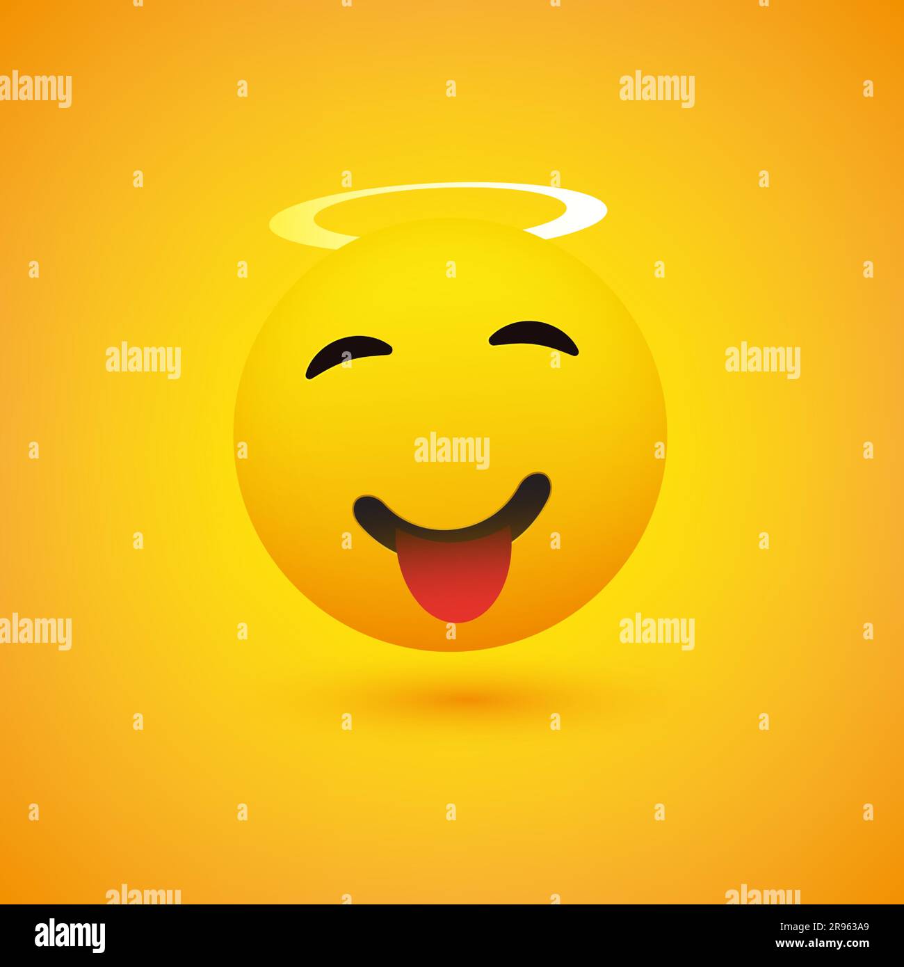 Smiling Cheeky Face with Angel Halo - Emoticon Concept Design Stock ...