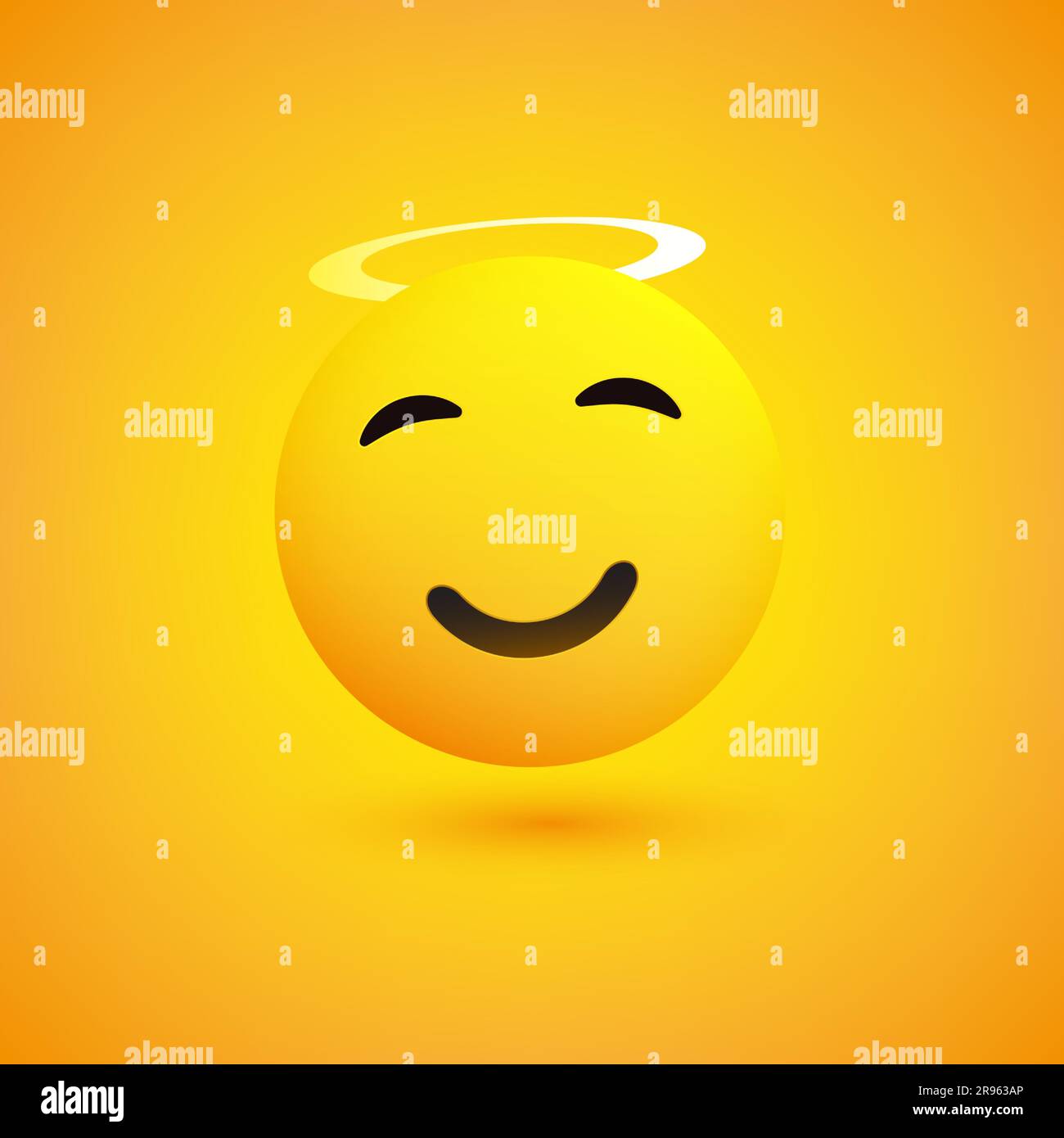 Smiling Cheeky Face with Angel Halo - Emoticon Concept Design Stock ...