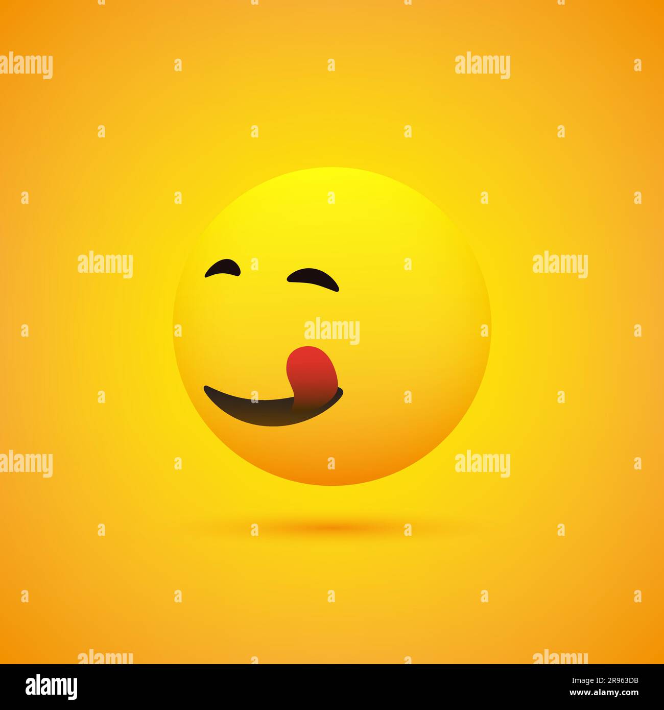 3D Smiling, Mounth Licking Face, View from Side - Simple Happy Emoticon ...