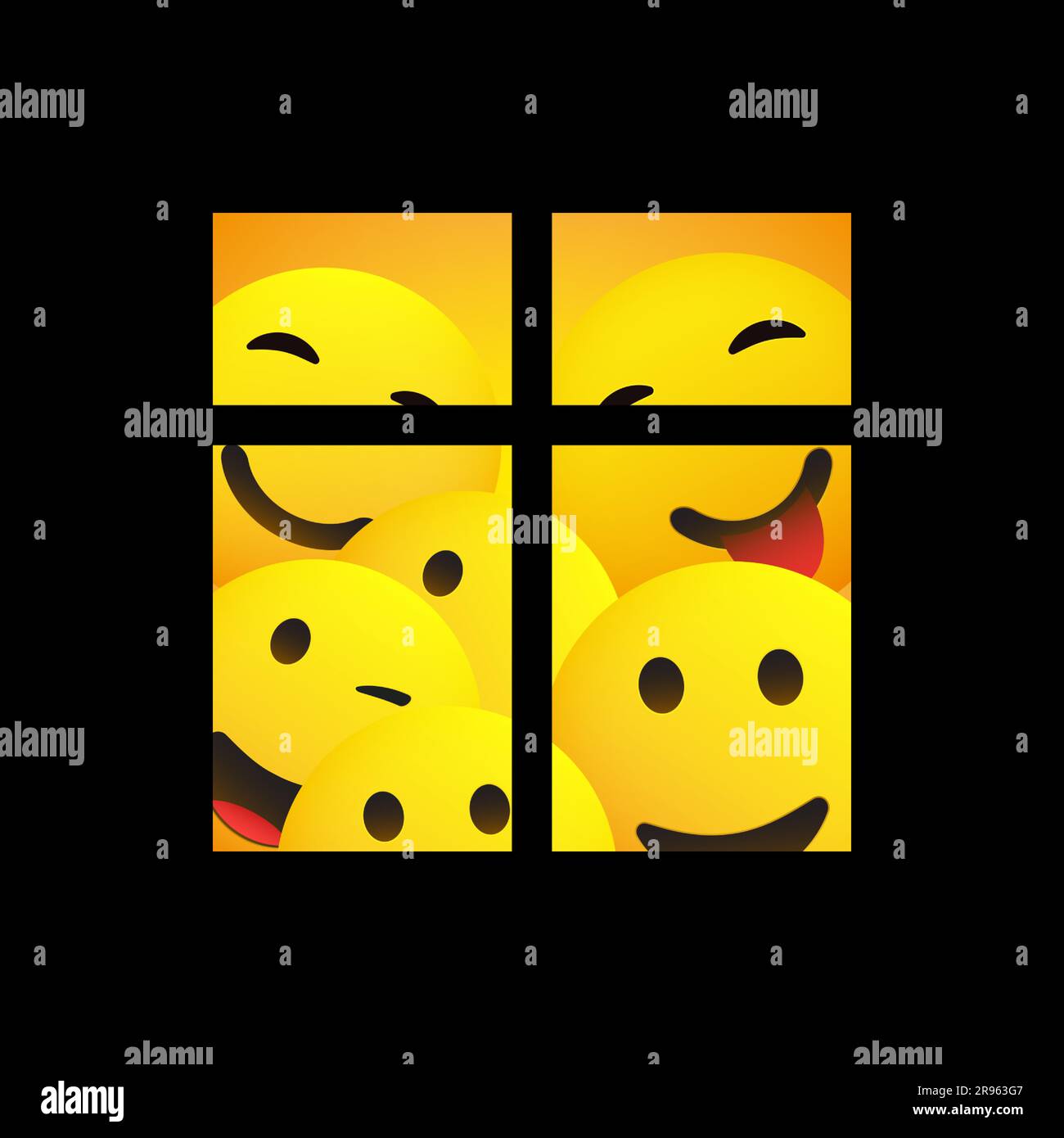 Stay at Home - Simple Emoticons Look Through the Window - Home ...