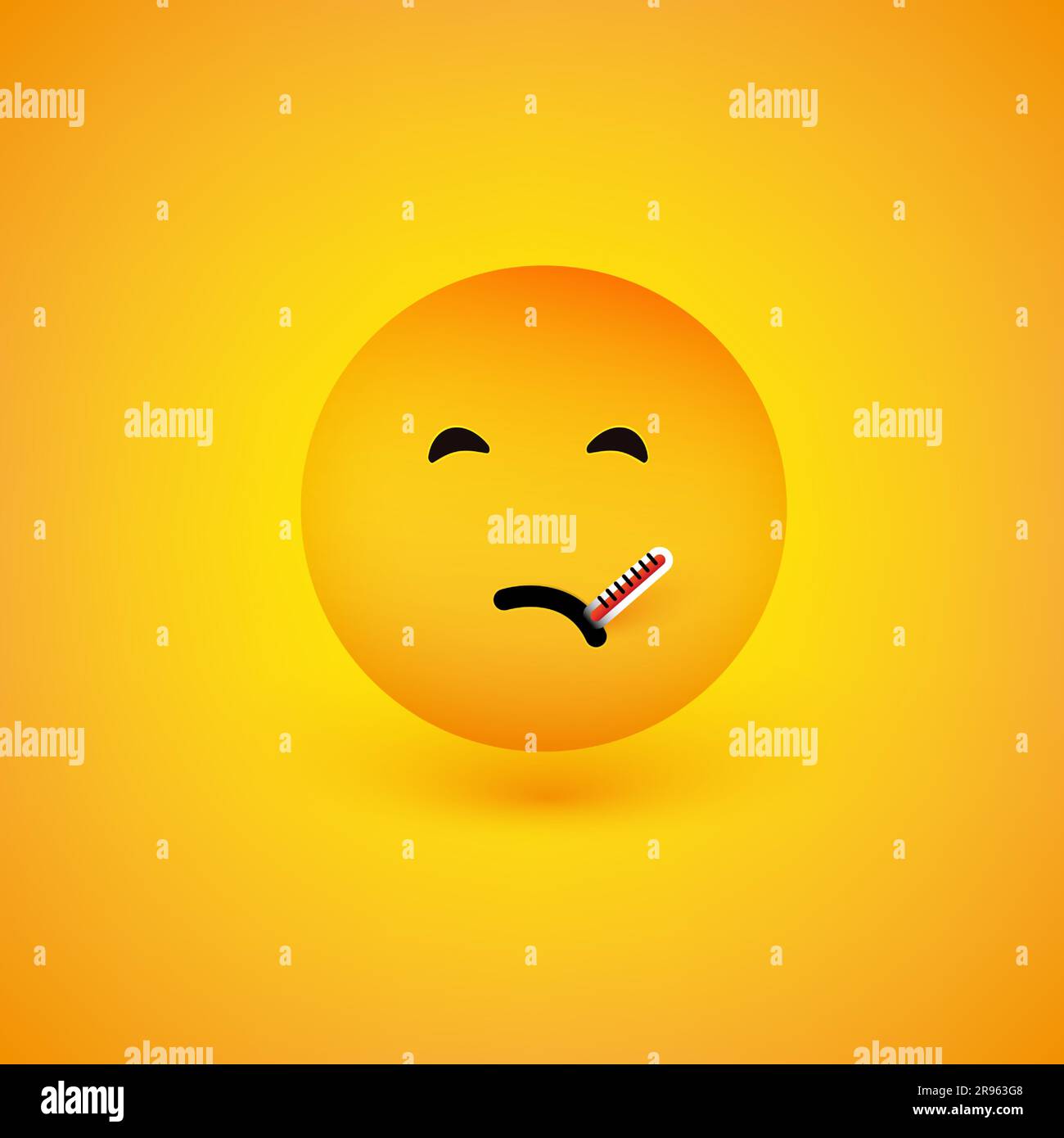 Face with Thermometer - Emoticon on Yellow Background Stock Vector ...