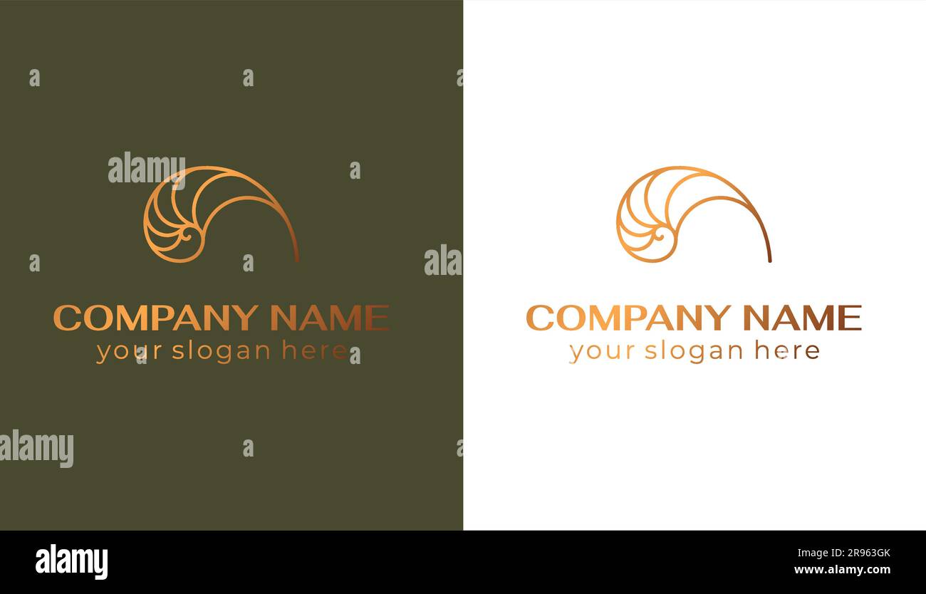 Shell logo. Modern seashell, naulilus. Elegant linear logo. Template to ...