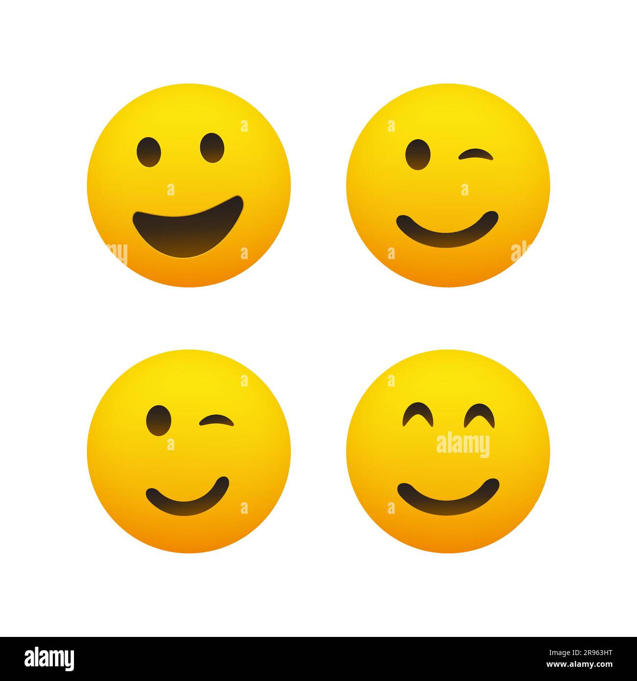 Smiling and Winking Emoticon Set - Simple Shiny Happy Emoticons Clip ...