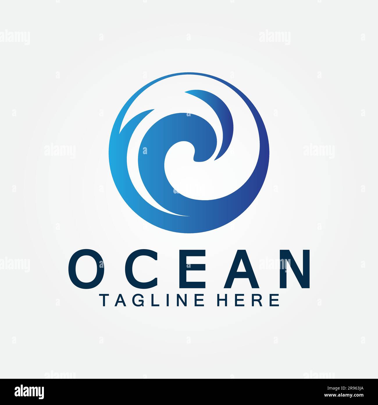 wavy blue ocean water letter O ocean wave logo design vector Stock ...