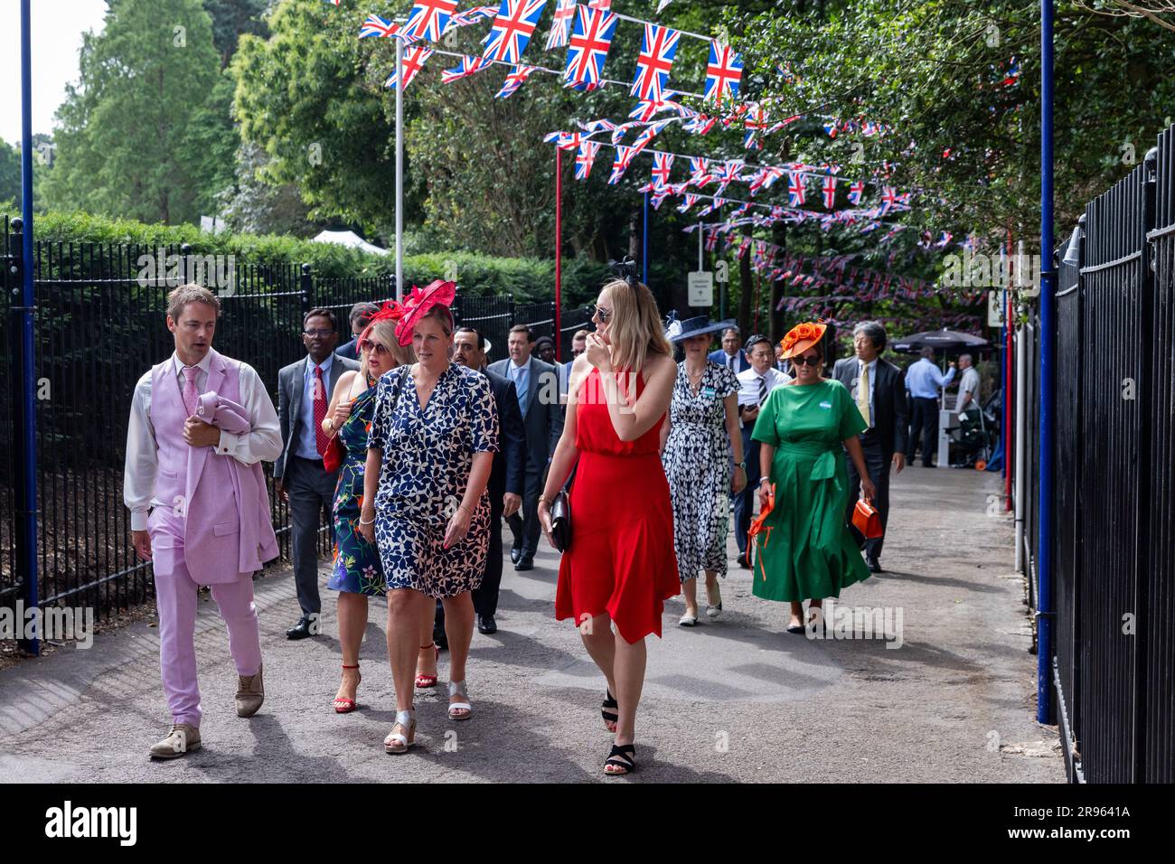 Ascot, UK. 23rd June, 2023. Racegoers arrive for the fourth day of ...