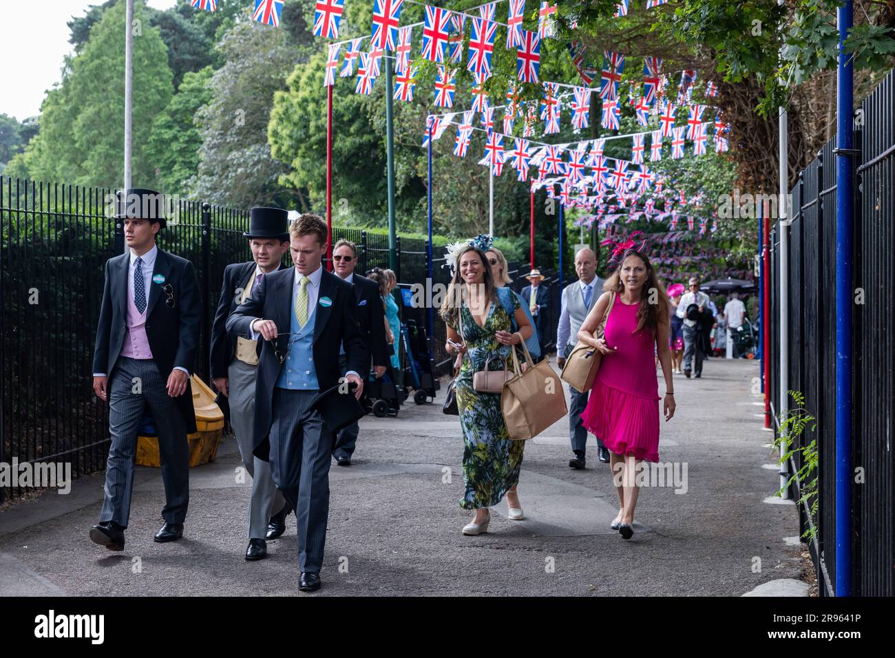 Ascot, UK. 23rd June, 2023. Racegoers arrive for the fourth day of ...