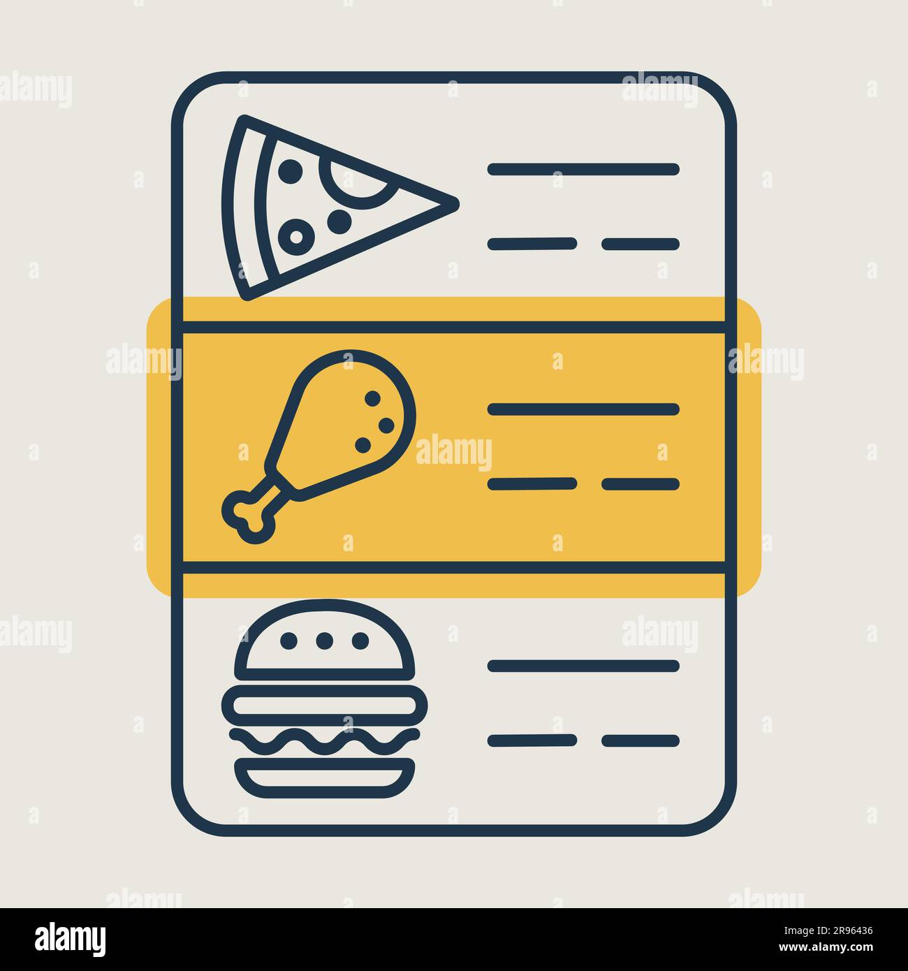 Online food menu vector isolated icon. Delivery sign. Graph symbol for ...