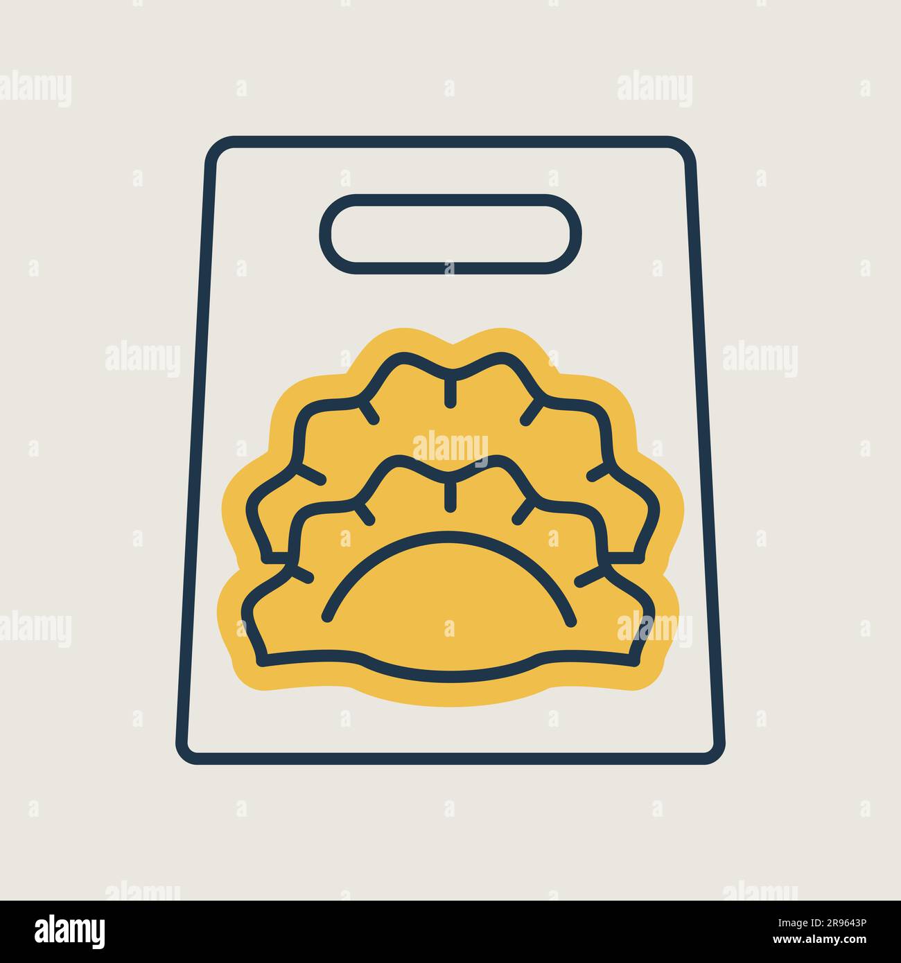 Fast food delivery take away paper bag vector icon. Dumpling symbol ...