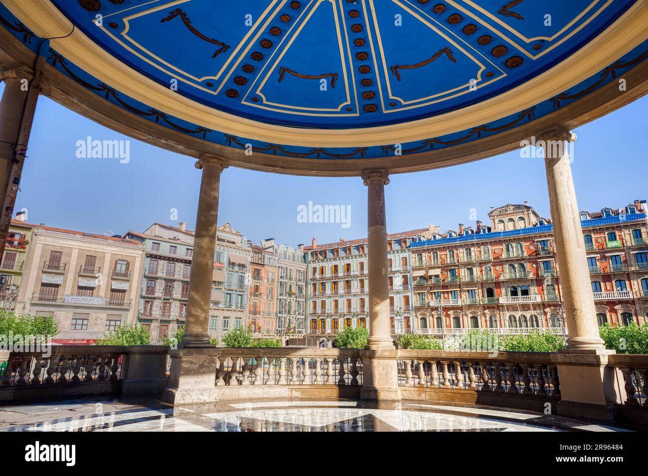 Pamplona, Spain - July 31, 2022: View of the famous kiosk of Pamplona ...