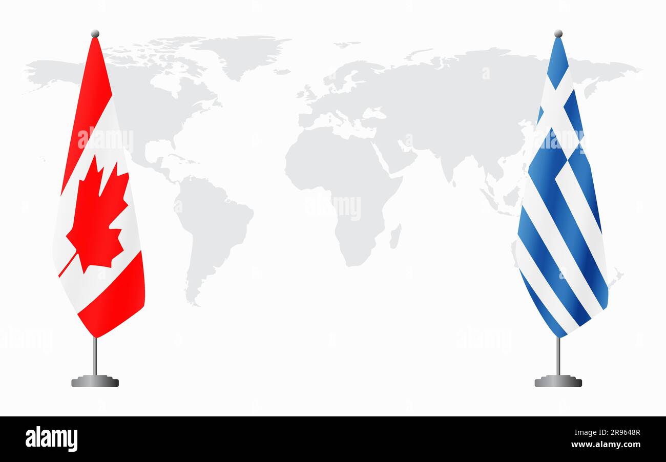 Canada and Greece flags for official meeting against background of ...
