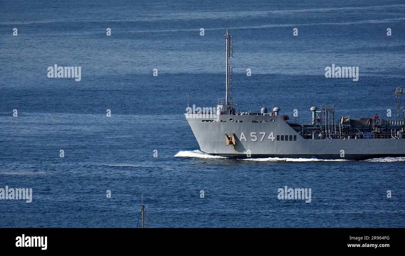 The Turkish logistic support ship TCG Yzb. Güngör Durmu? (A-574 ...