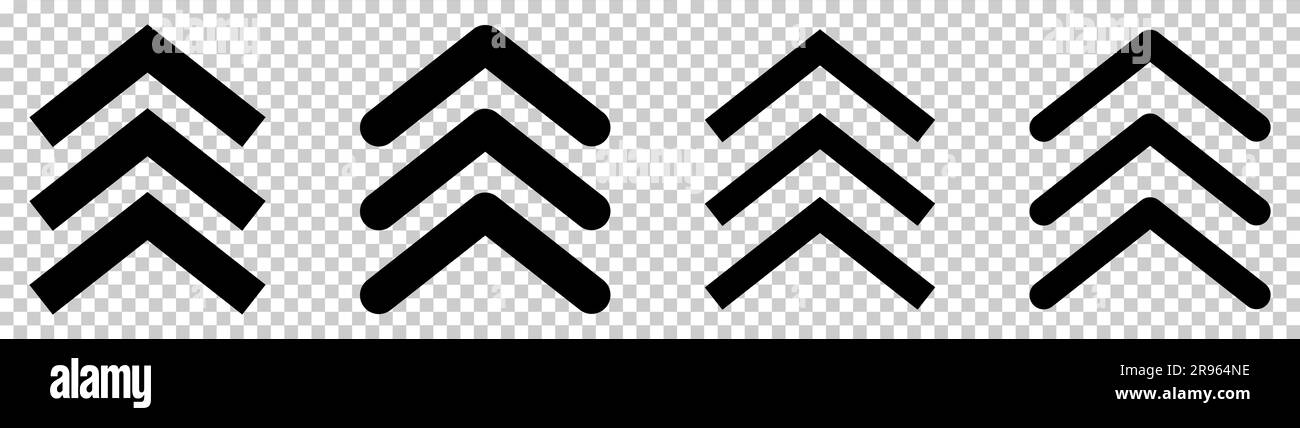 Chevron black icons set. Vector illustration isolated on transparent ...