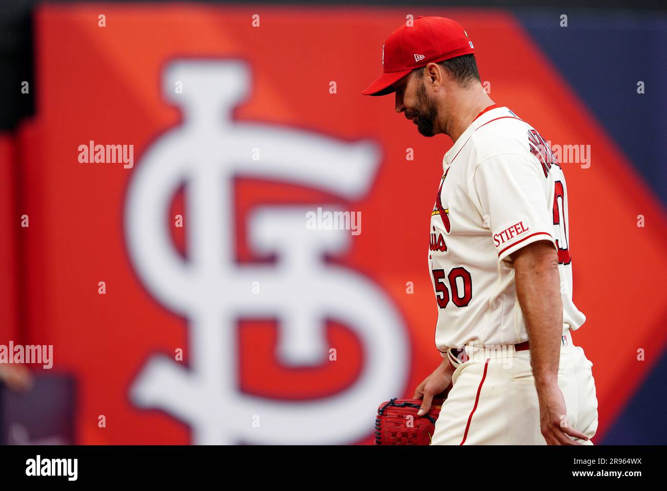 St Louis. Cardinals’ Adam Wainwright looks dejected during the MLB ...