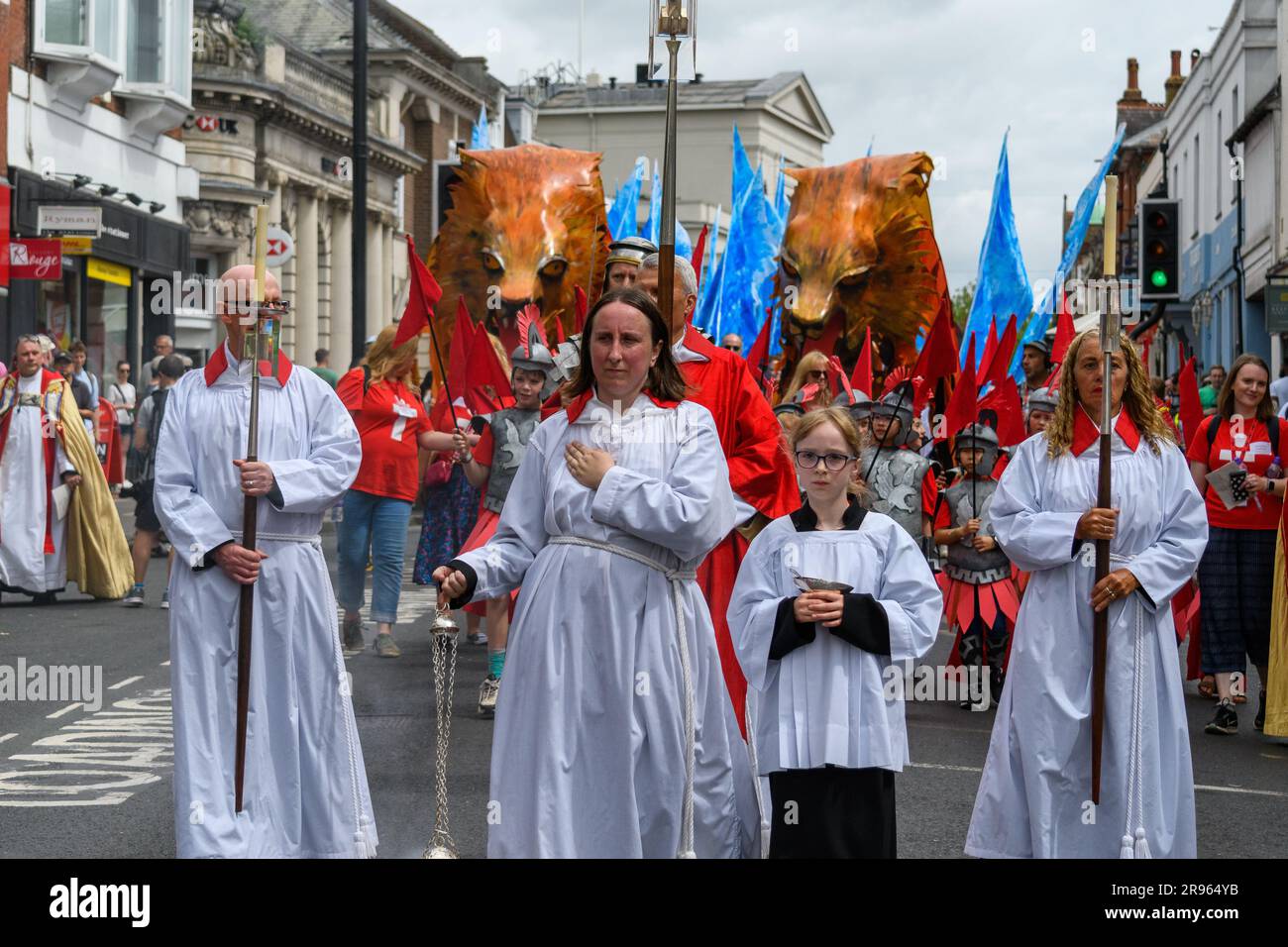 St Albans, UK, 24th June 2023, Alban Pilgrimage, a magnificent ...