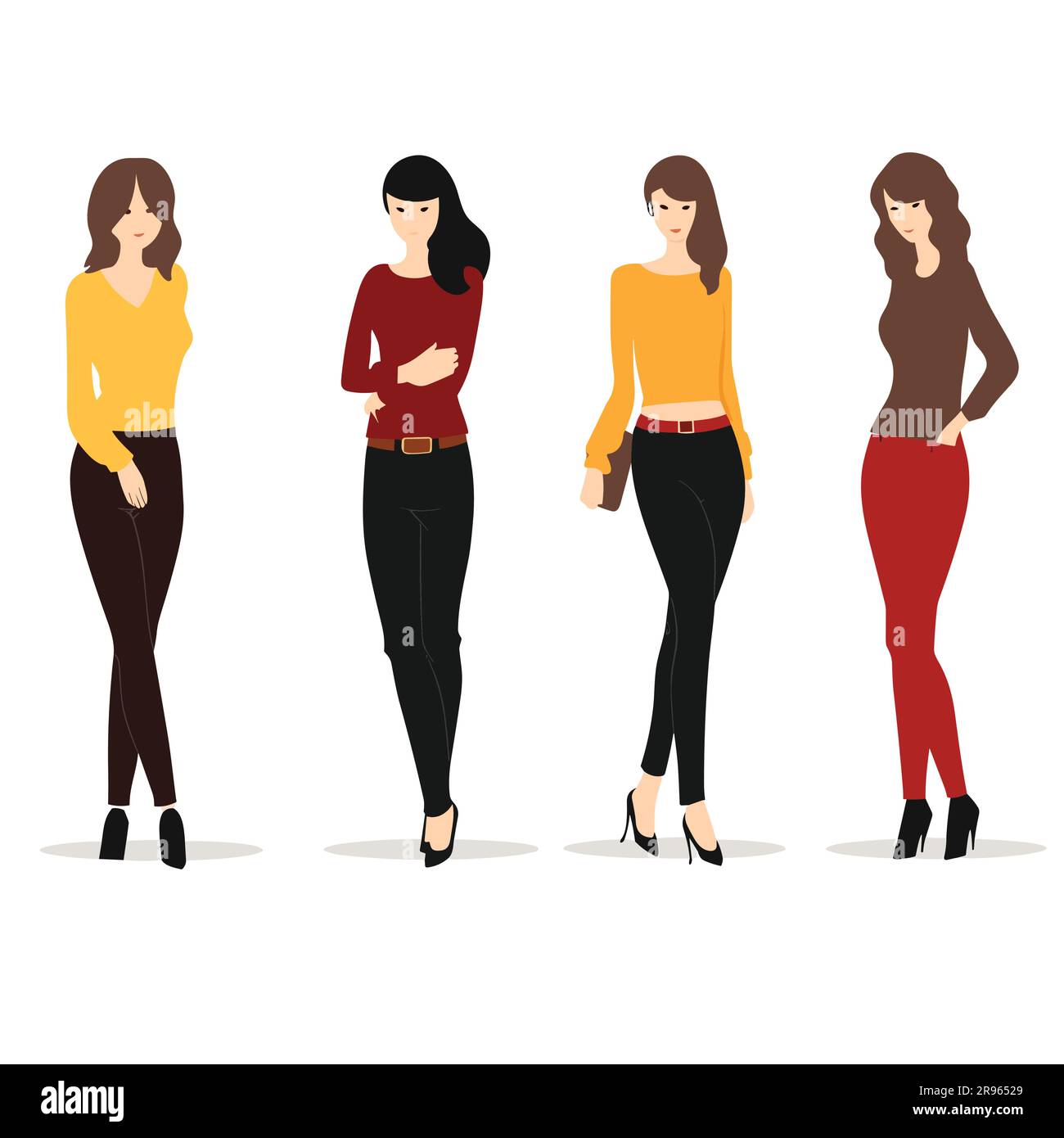 Women in full-length sleeves vector flat isolated Stock Vector Image ...