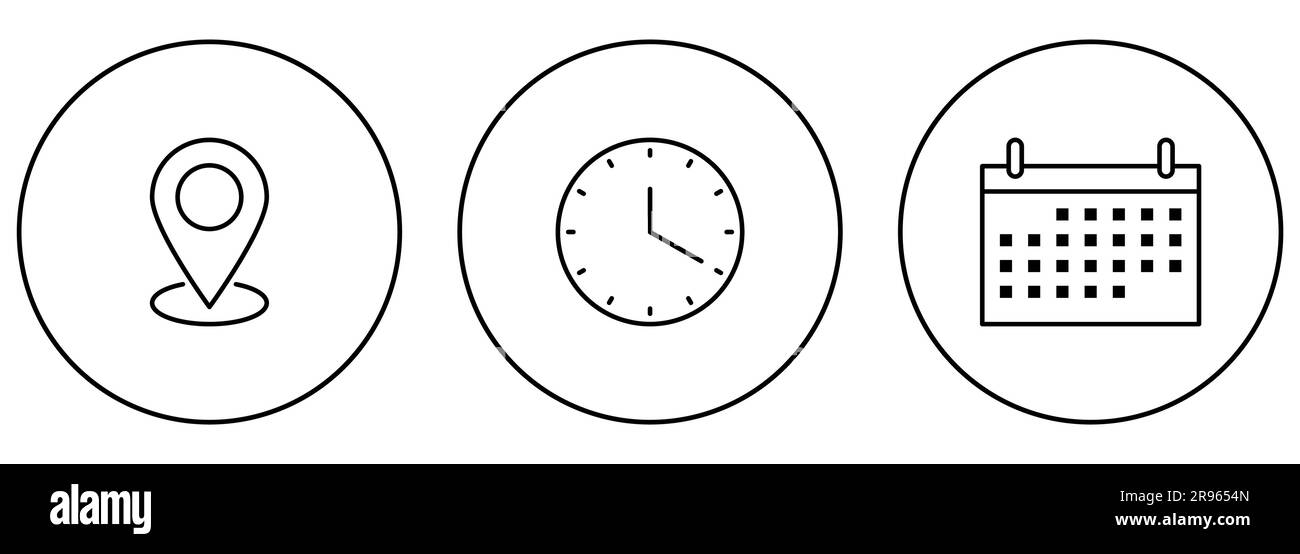 Time Date Address Icon On Circle Outline Design Can Use For Web And Mobile App Vector