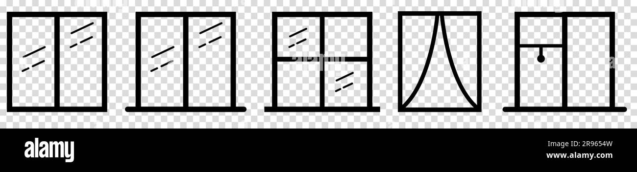 Windows frames line icons. Vector illustration isolated on transparent ...