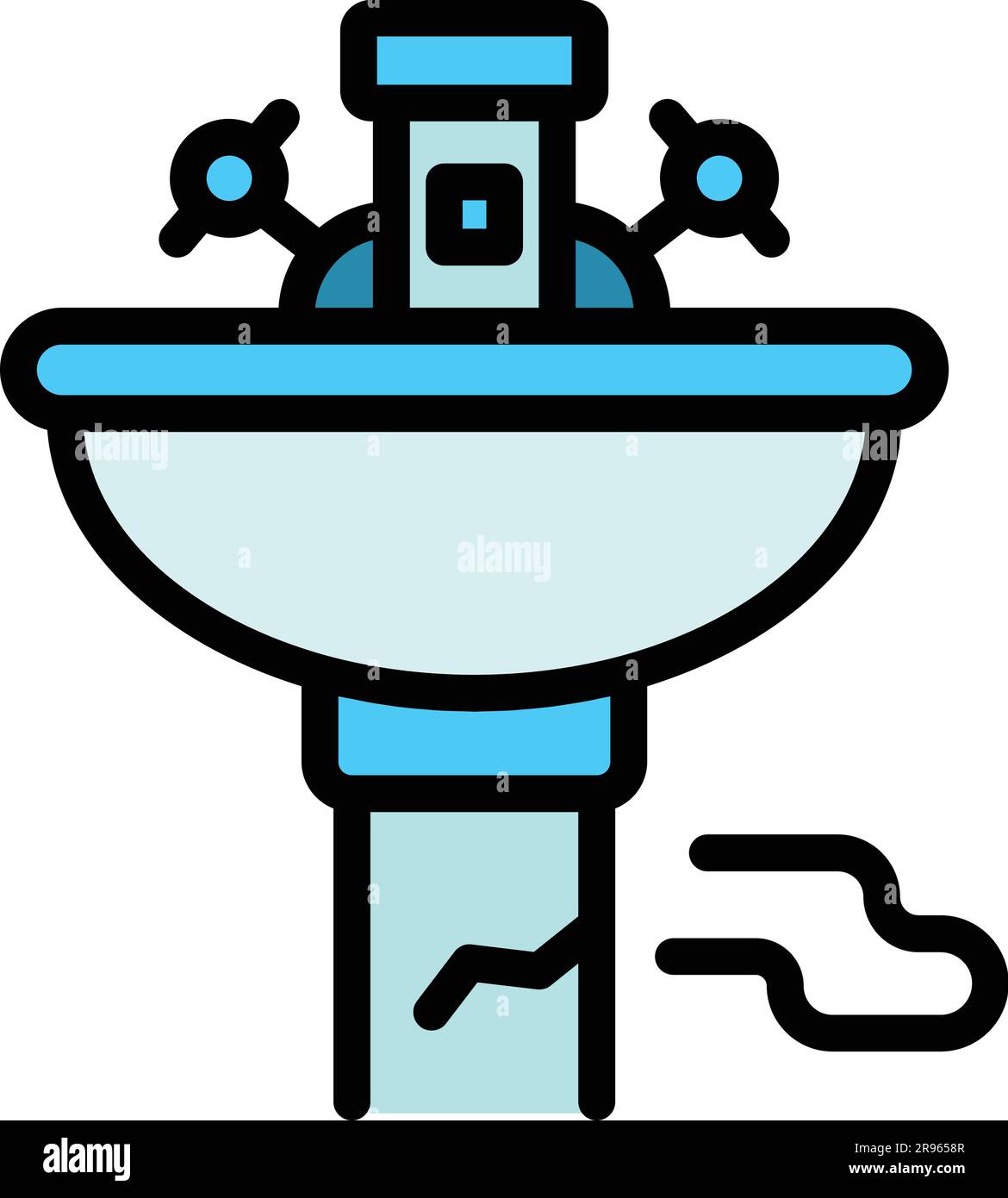 Broken sink icon. Outline Broken sink vector icon for web design ...