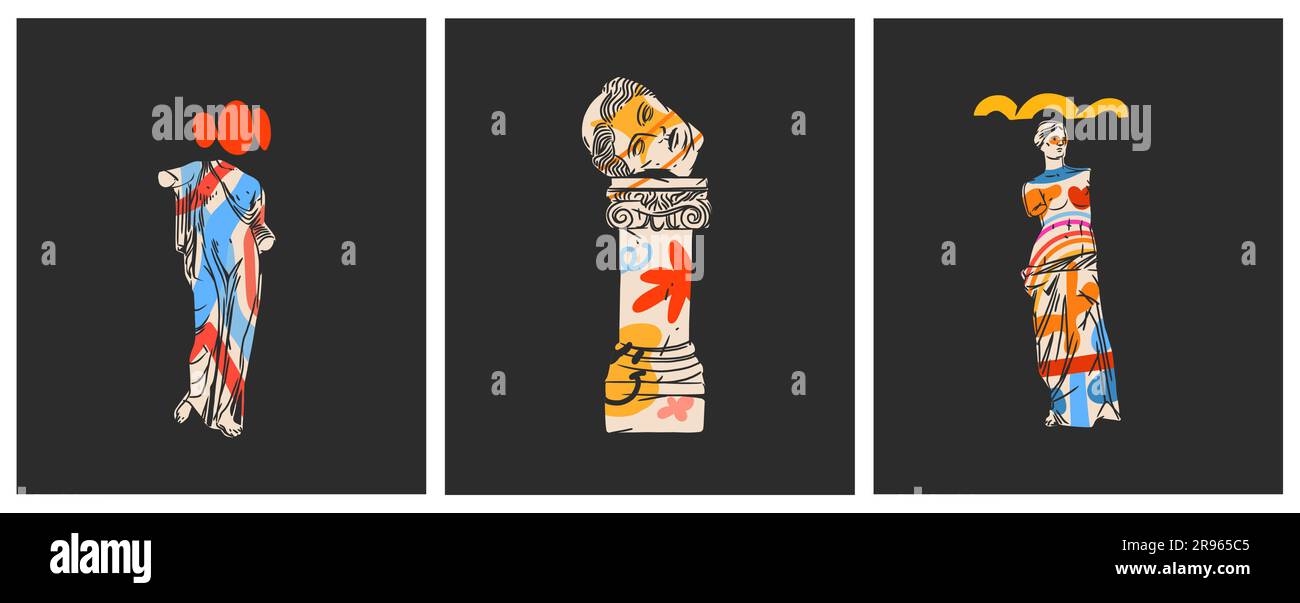 Hand drawn vector abstract outline,graphic,contemporary art greek ...