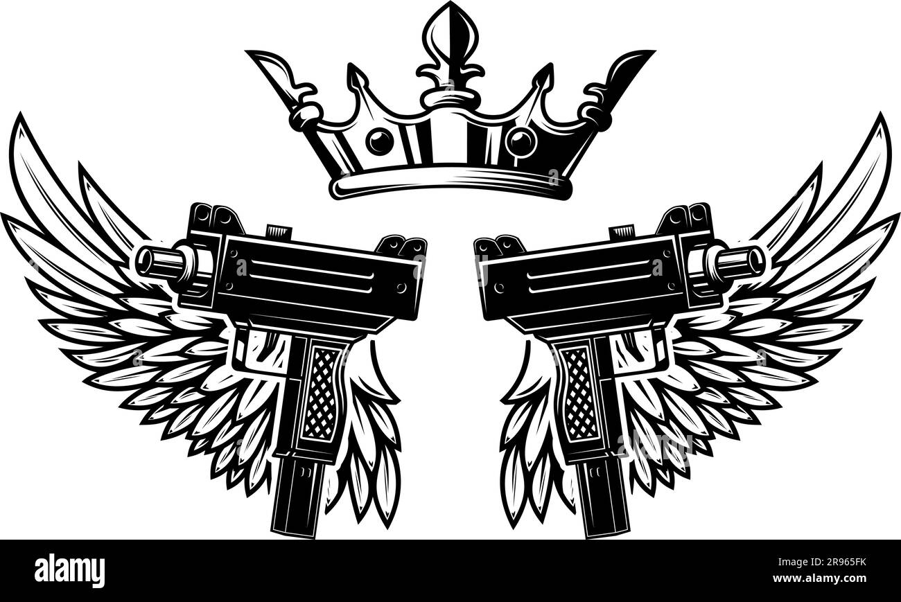 Crossed Pistols With Wings