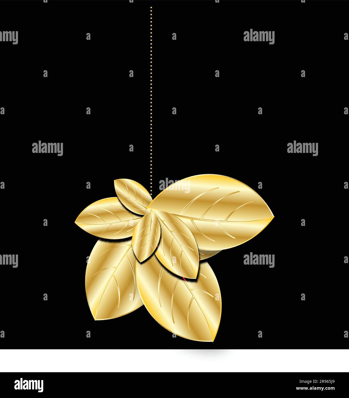 Golden Leaves Hanging from a rope dotted lines premium background gold ...