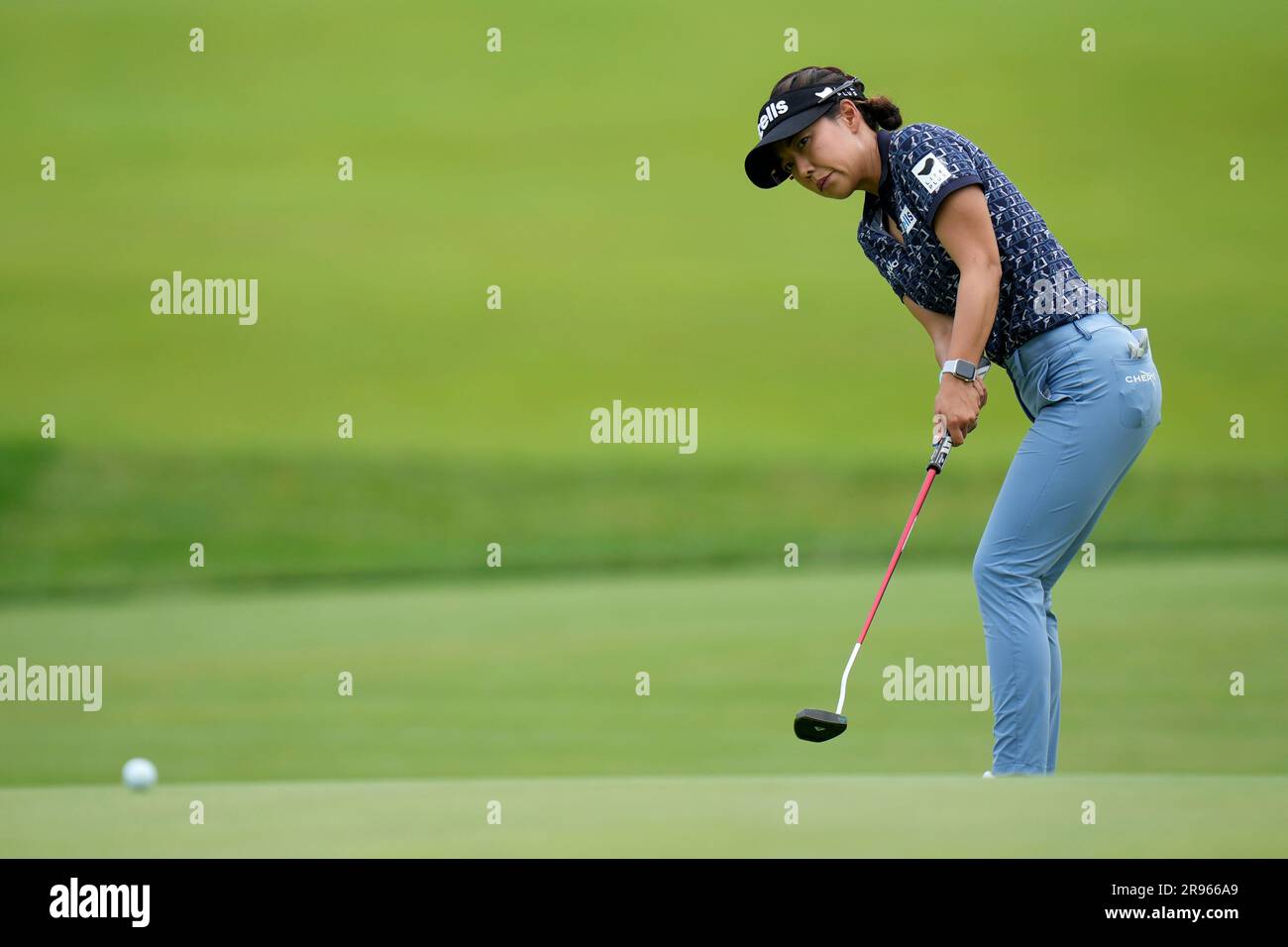 Jenny Shin putts on the third hole during the third round of the Women ...