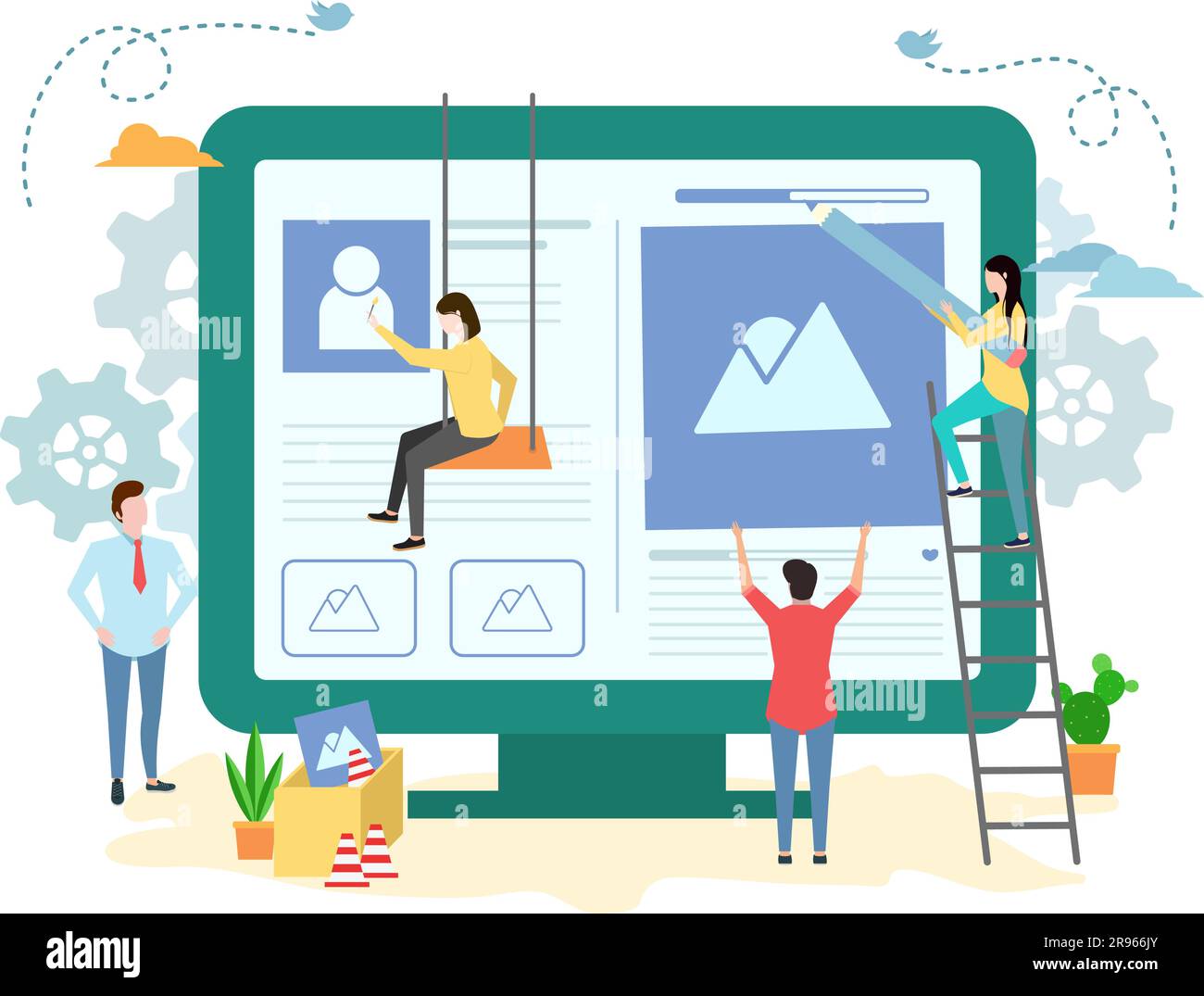 Website construction, web design concept illustration in flat style ...